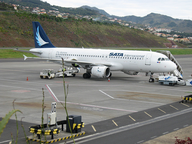 SATA A320 at Funchal on Jun 20th 2011, flock of birds ingested by both ...