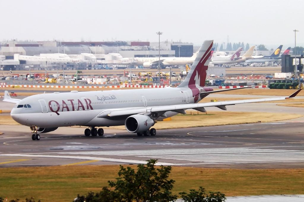 Qatar A333 at Kochi on Jul 13th 2018, temporary runway excursion ...